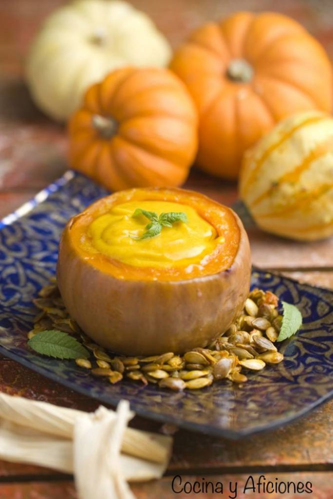 Crema de calabaza en la calabaza, receta