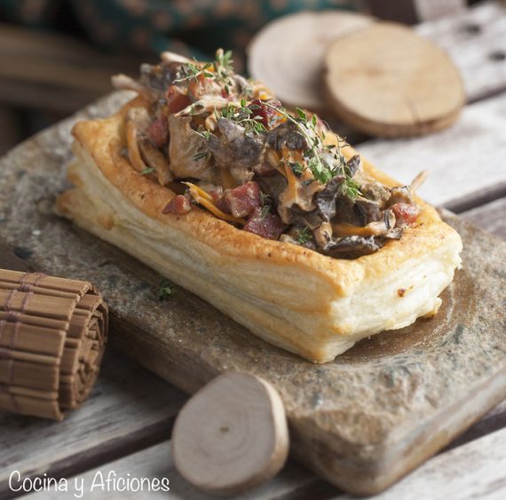 Volován (Vol au vent) relleno de jamón y angulas de monte,receta - Cocina y Aficiones