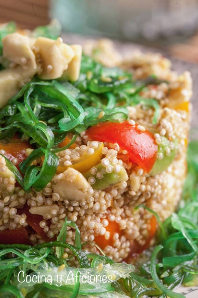 Timbal de quinoa con alga wakame, receta